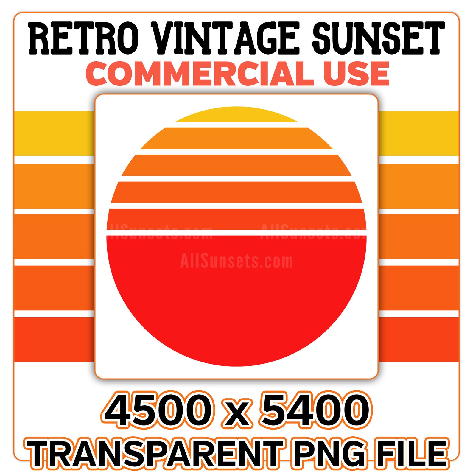 Yellow to Orange Retro Sunset Circle Svg Png Jpg Pdf Psd File - Etsy
