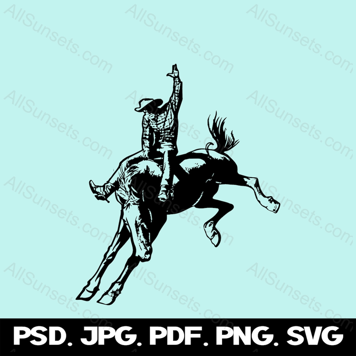 Rodeo Rider Bronco Wild Western Cowboy Svg Png Svg Jpg Psd - Etsy