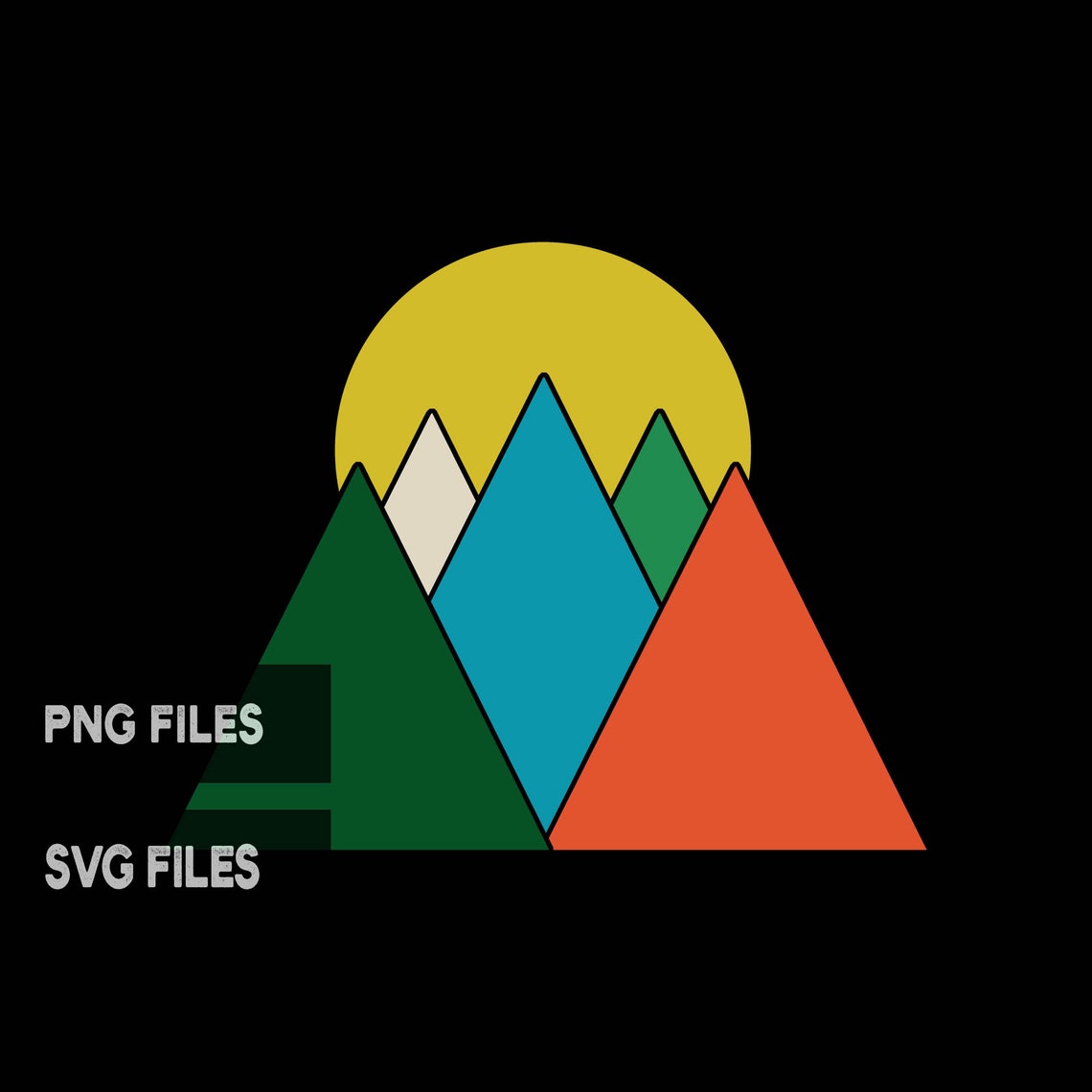 Retro Triangle Mountains Sunset Svg Png Jpg Pdf Psd File Types Clipart ...