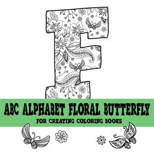 KDP Alphabet Floral Butterflies Coloring Pages Sheets PDF ABC Letters ...