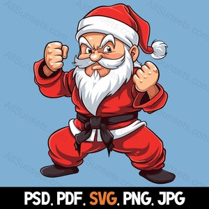 Santa Claus Martial Arts Christmas Clipart Svg Png Pdf Psd Jpg File ...