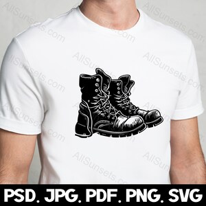 Pair of Work Boots Svg Png Jpg Psd Pdf File Types Soldier Fireman ...