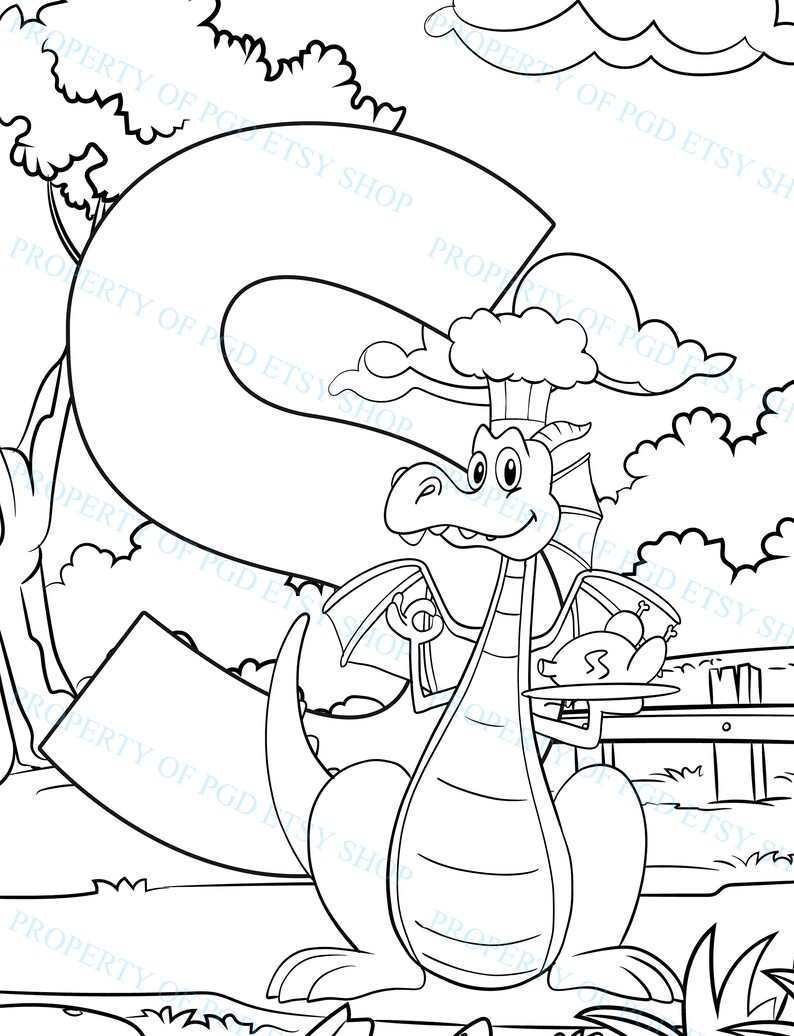 Dragons Alphabet Coloring Book for Toddlers A-Z Adorable Fire - Etsy