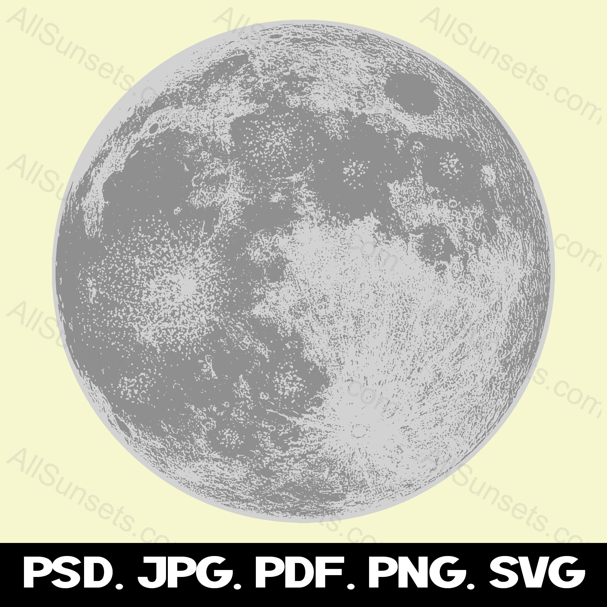 Full Grey Moon Svg Png Jpg Pdf Psd File Types Celestial Body Autumn ...