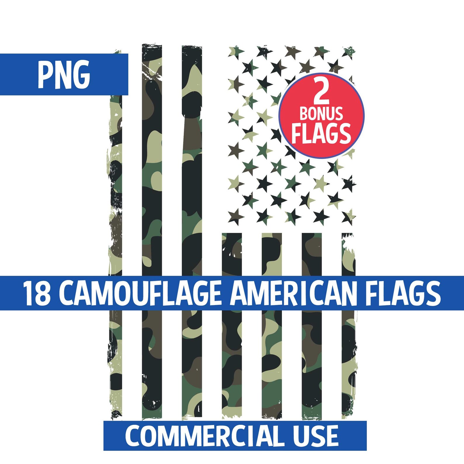 Camouflage American Flags 18 Pack PNG Camo USA Flag Military - Etsy