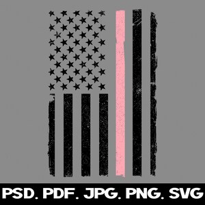 Thin Pink Line American Flag Svg Png Jpg Pdf Psd File Types Breast ...