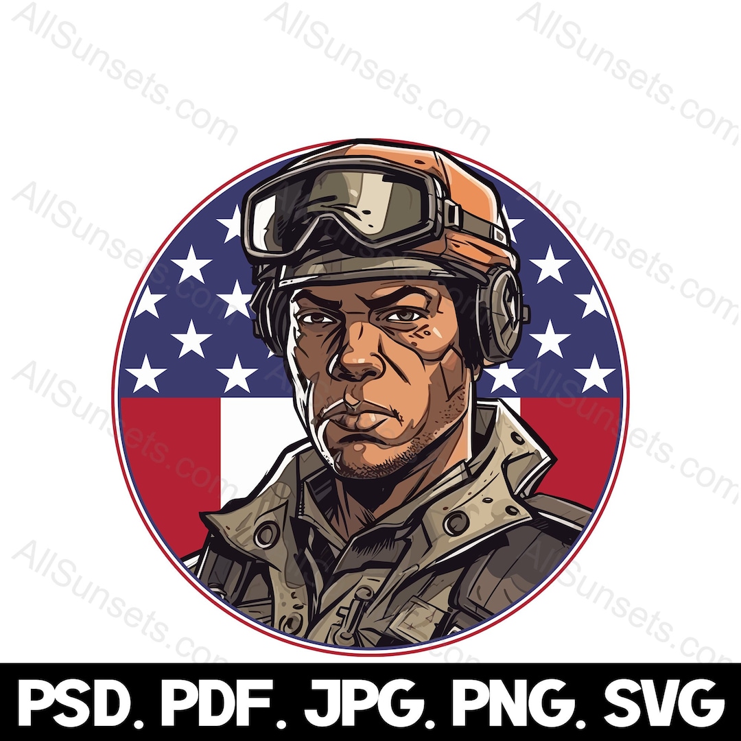 Military Soldier Round American Flag Svg Png Jpg Pdf Psd File Types ...