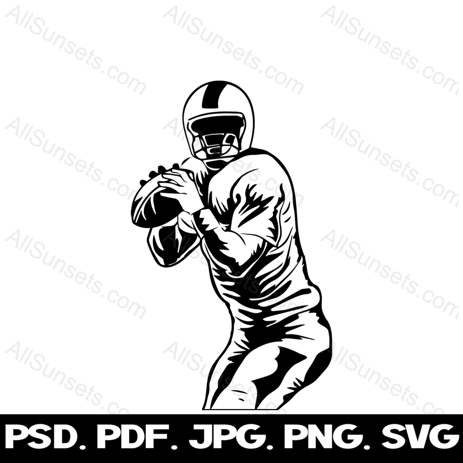 Football Player Svg Male Quarterback Png Jpg Pdf Psd File Types Passing ...