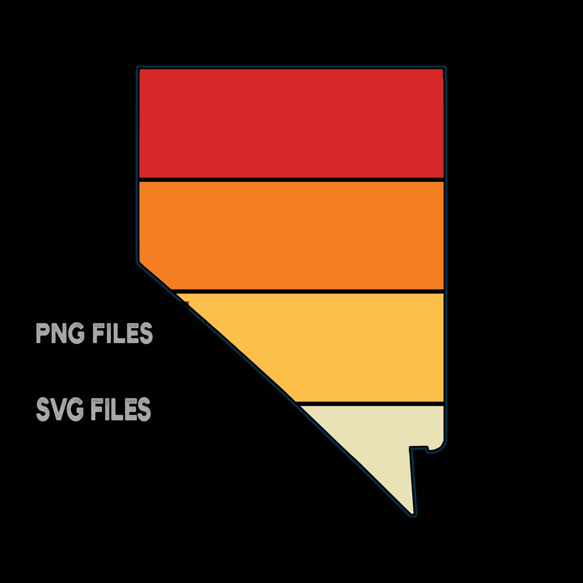 Nevada State Retro Sunset PNG SVG Cut File Clipart 5 Colors | Etsy