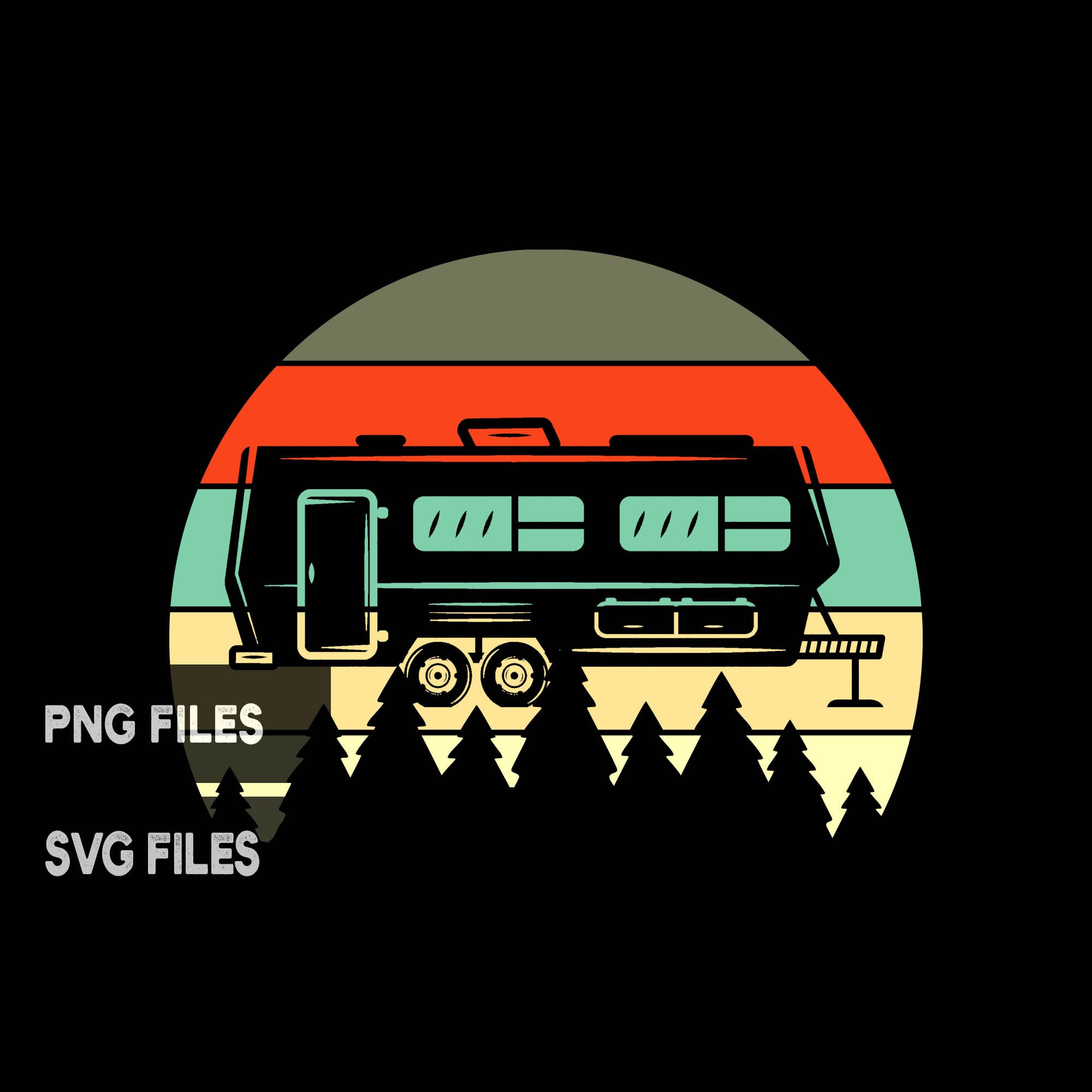 Camper Retro Vintage Sunset PNG and SVG Cut Files Camping - Etsy
