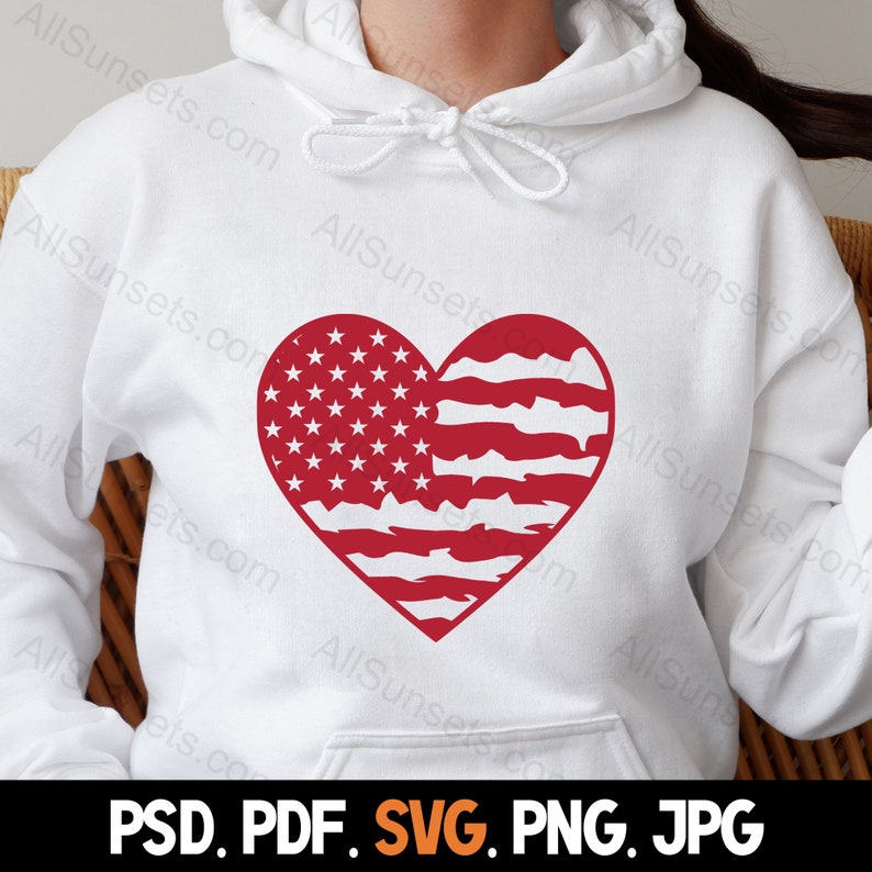 Red Heart Rugged American Flag Svg Png Psd Jpg Pdf File Types Love ...