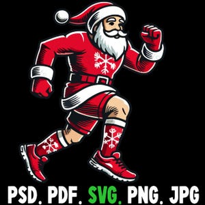 Santa Running Shorts Clipart Svg Png Jpg Pdf Psd File Types Christmas ...