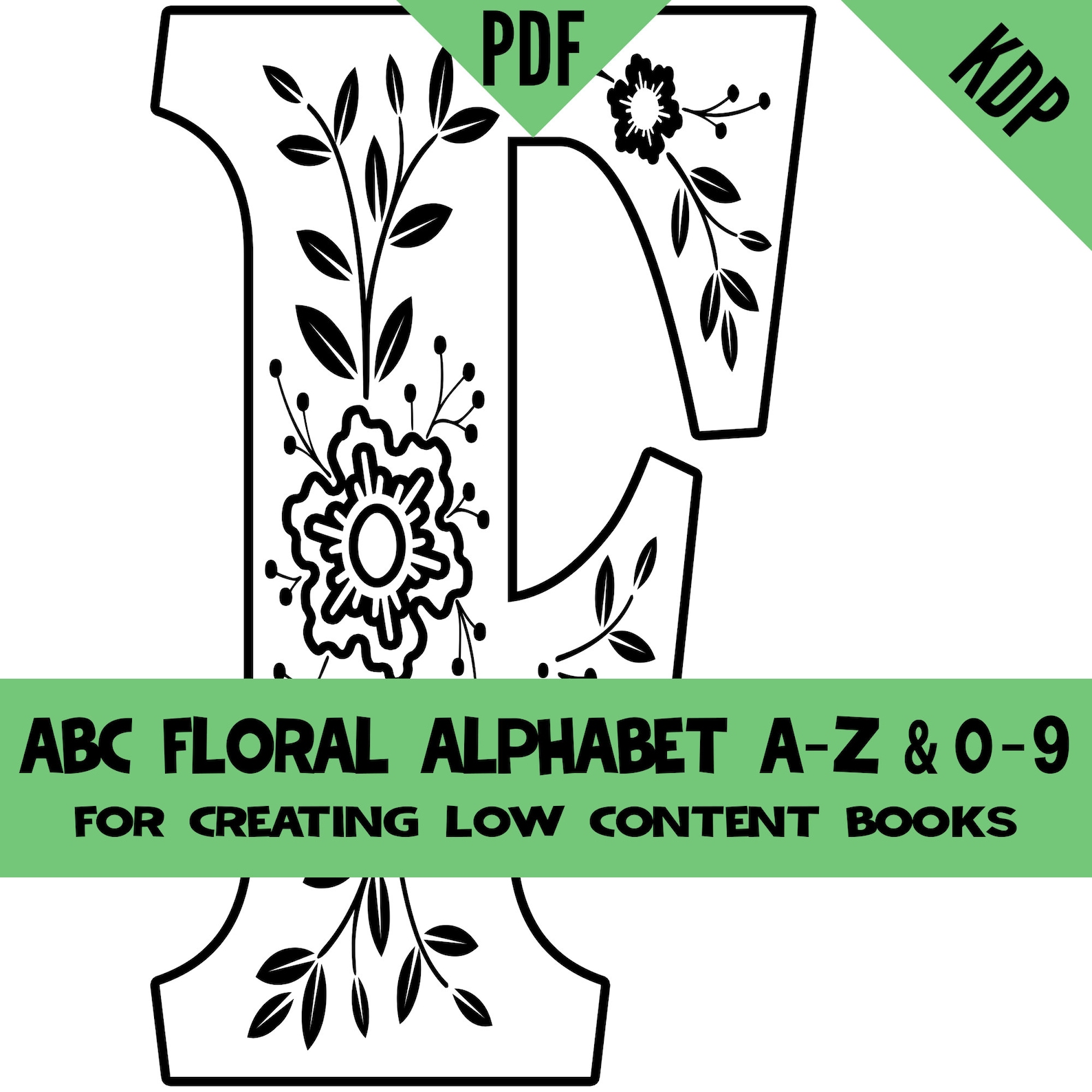 KDP Alphabet Flowered Numbers Coloring Pages Sheets PDF ABC - Etsy
