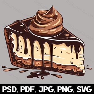 Chocolate Cheesecake Svg Png Psd Jpg Pdf File Types Food Logo Clipart ...