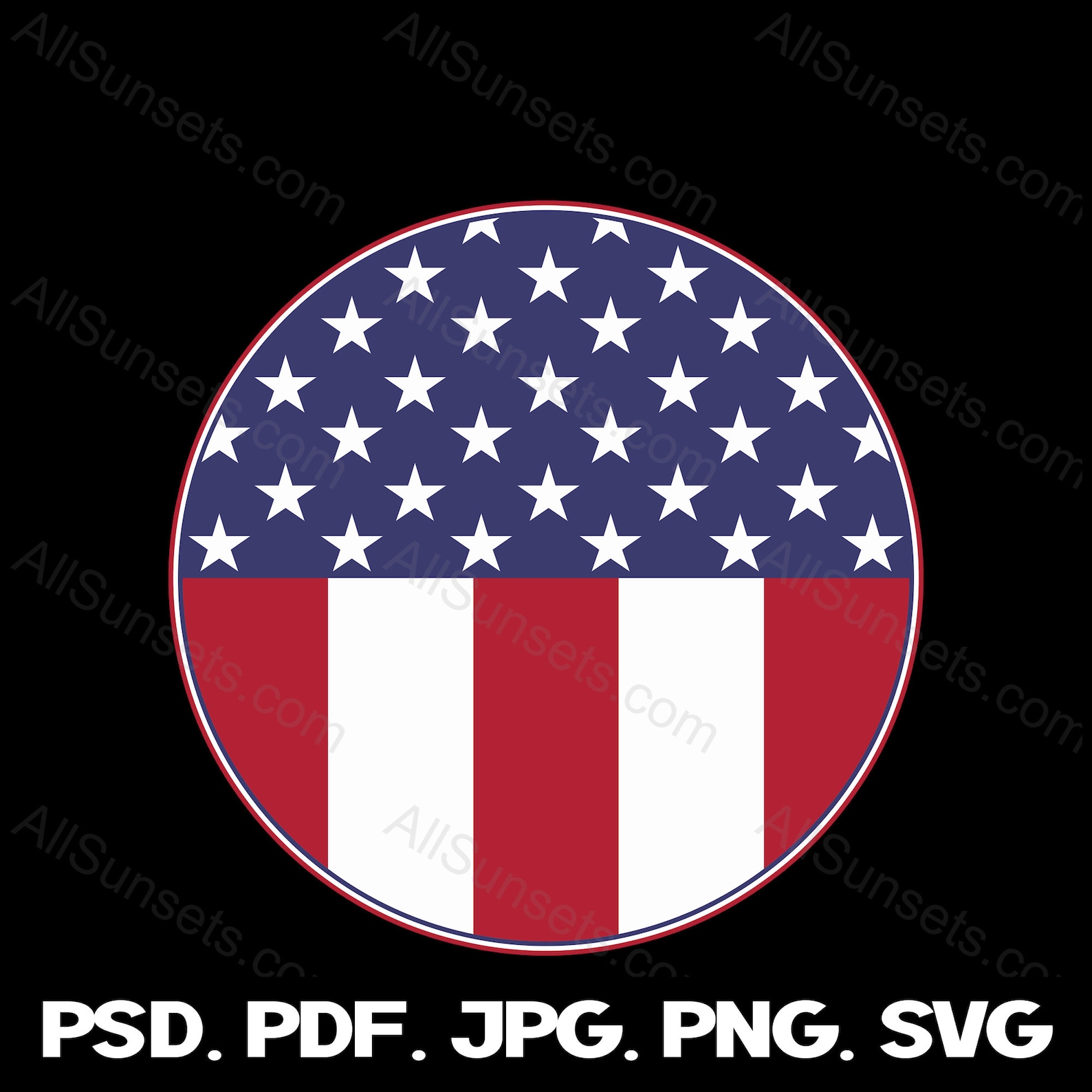 American Flag Circle Svg Png Jpg Pdf Psd File Types Patriotic USA ...