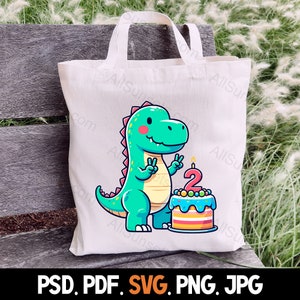 T-rex 2 Year Old Birthday Party Svg Png Pdf Psd Jpg File Types Dinosaur ...