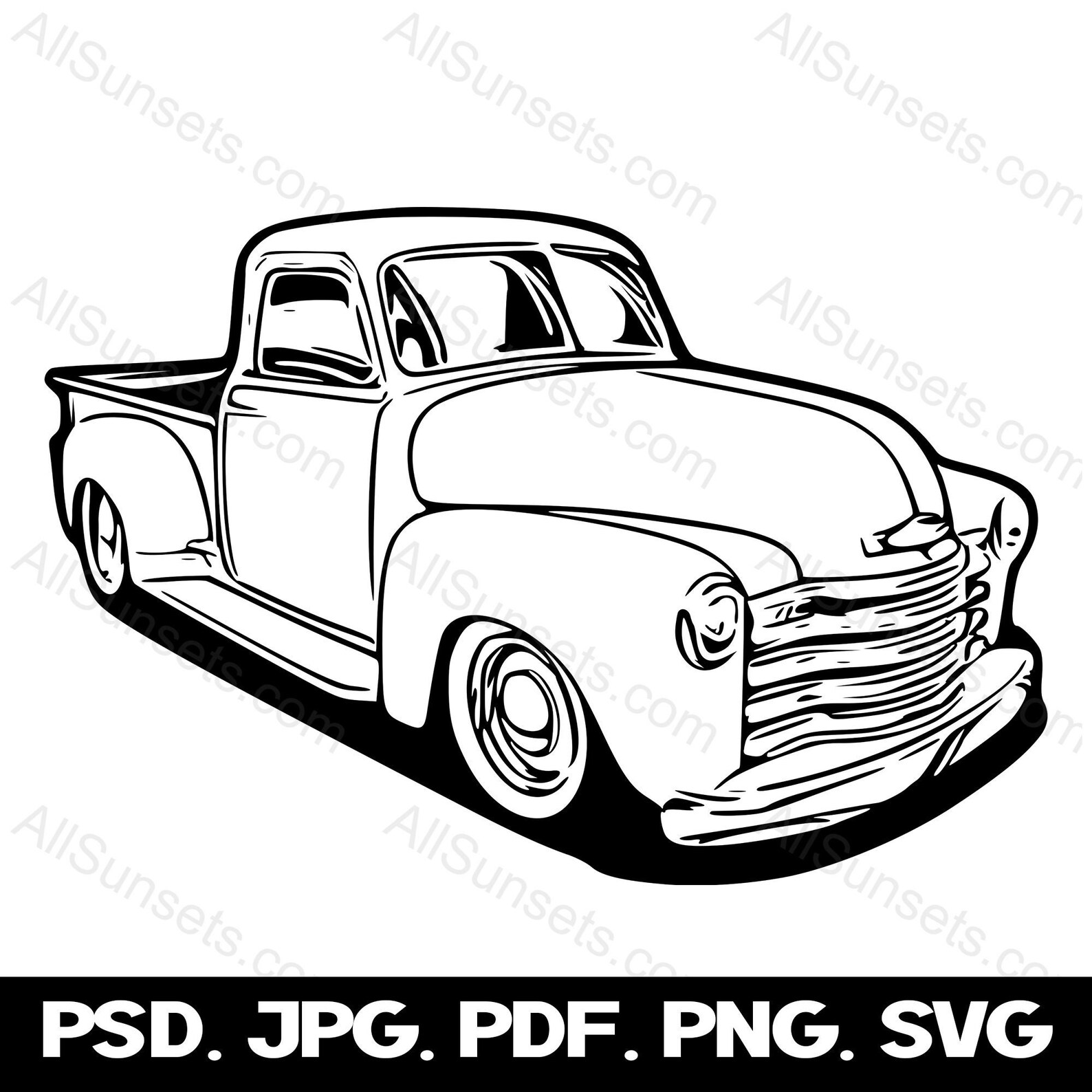 Classic 1950s Pickup Truck SVG Vehicle Vintage 50's - Etsy