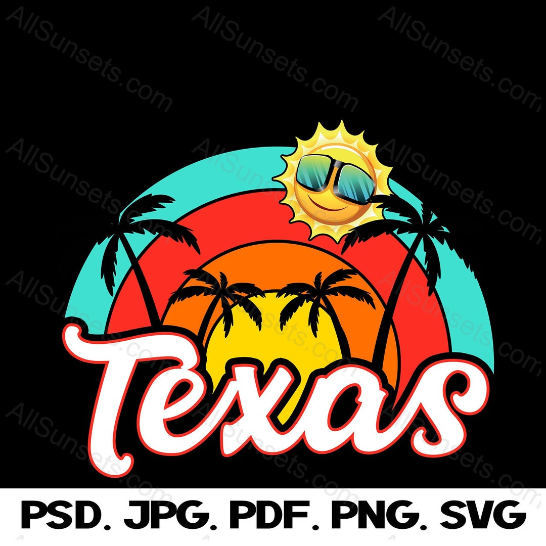 Texas Sunshine Beach T-shirt Design Print at Home Instant Download PNG ...
