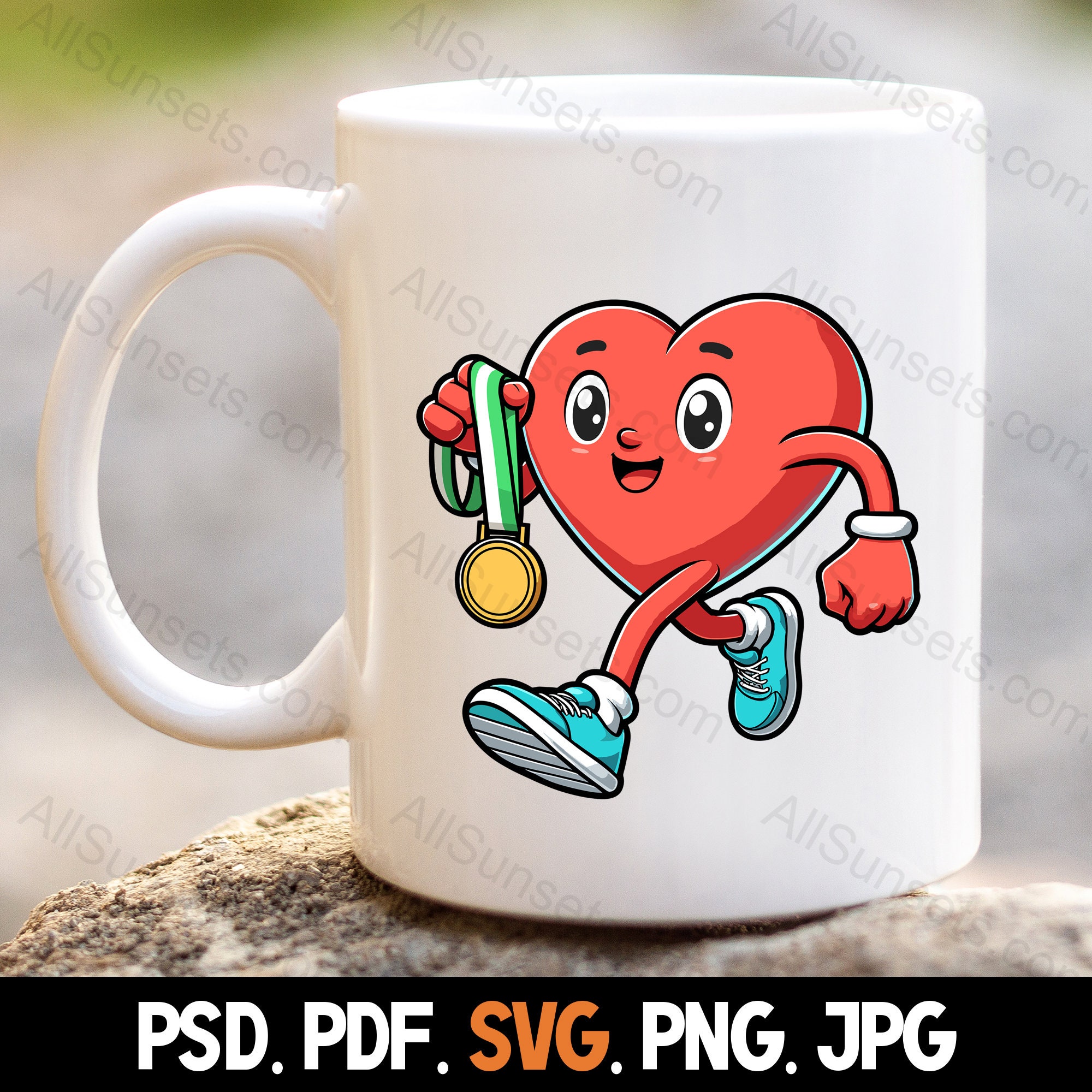 Heart Jogging Svg Png Pdf Psd Jpg File Types Valentines Day or Healthy ...