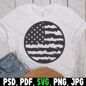 Round American Flag SVG Single Color Circle Vector Graphics USA Flag ...