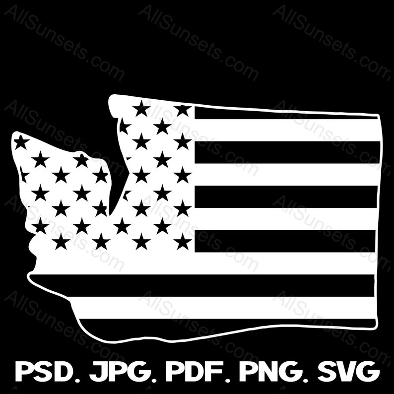Washington State Shape American Flag PNG SVG Patriotic Clipart USA ...