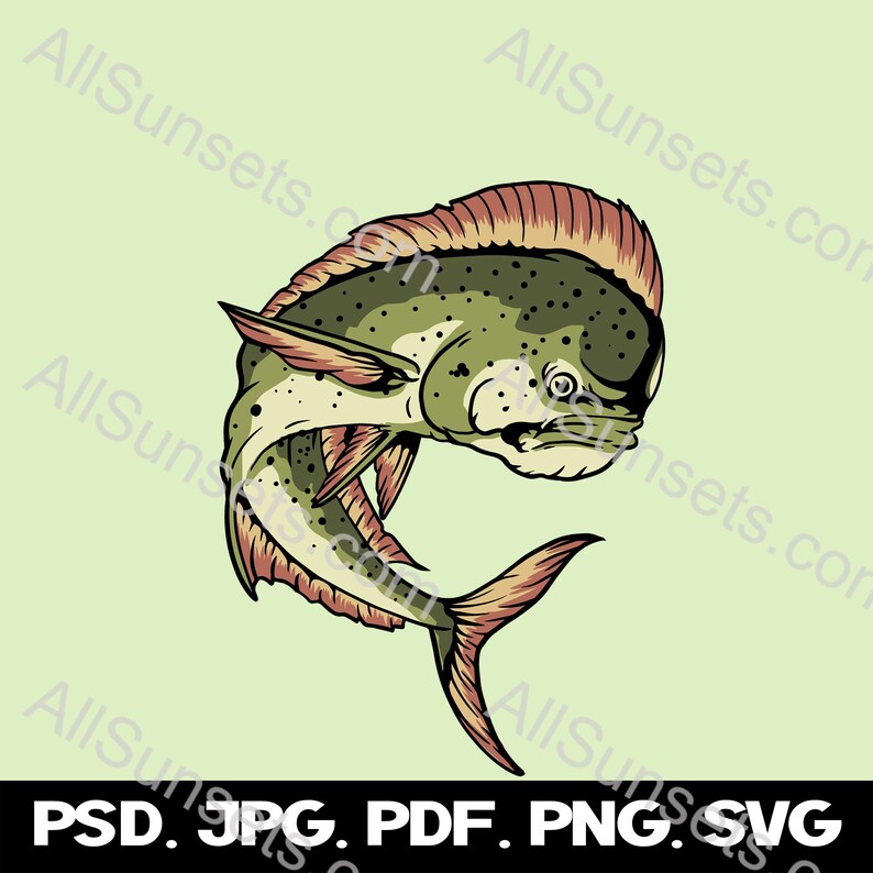 Mahi Mahi Dolphinfish Jumping Fish SVG PNG Pdf Psd Jpg Vector - Etsy