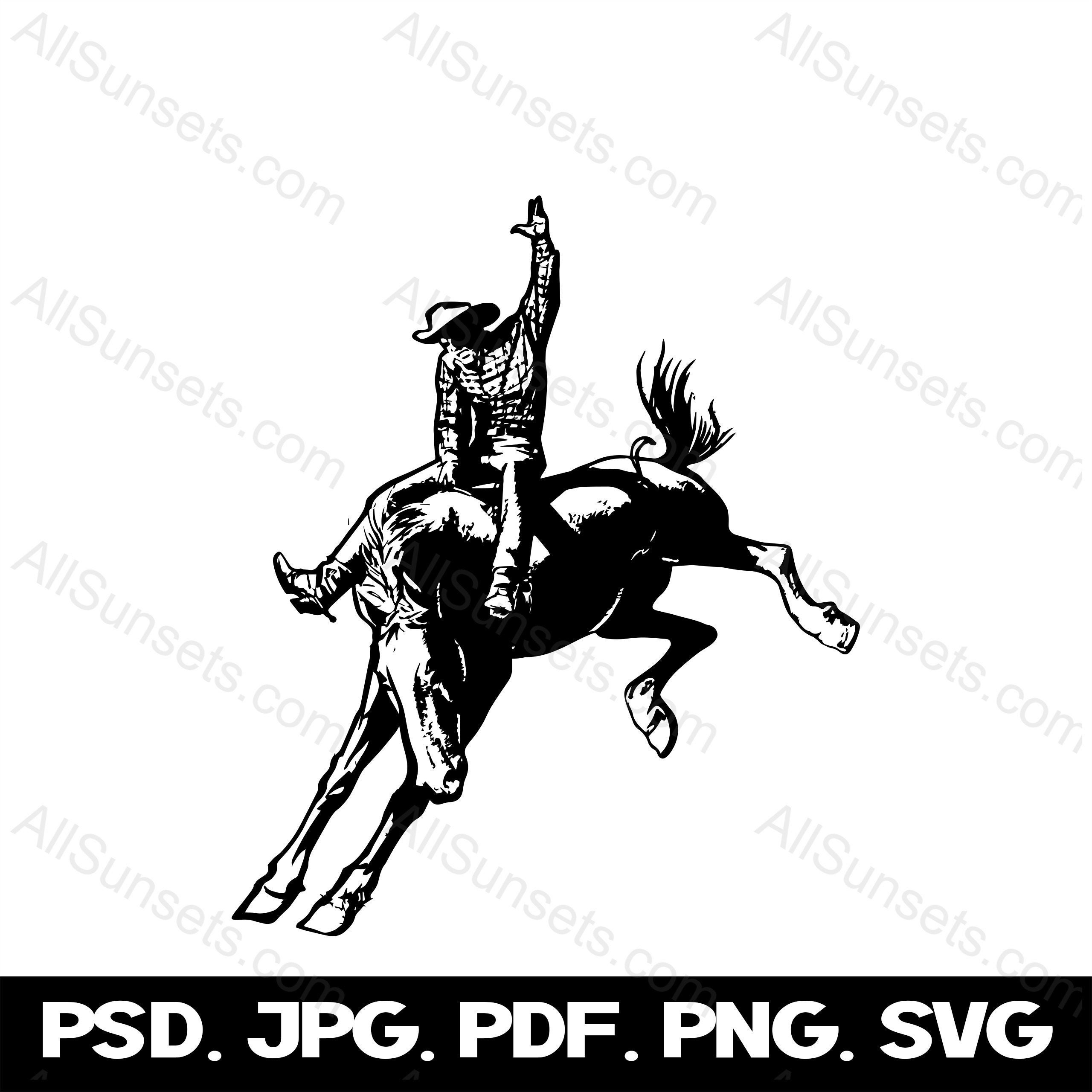 Rodeo Rider Bronco Wild Western Cowboy Svg Png Svg Jpg Psd - Etsy