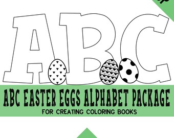 KDP Alphabet Easter Egg Coloring Pages Sheets PDF ABC Letters | Etsy