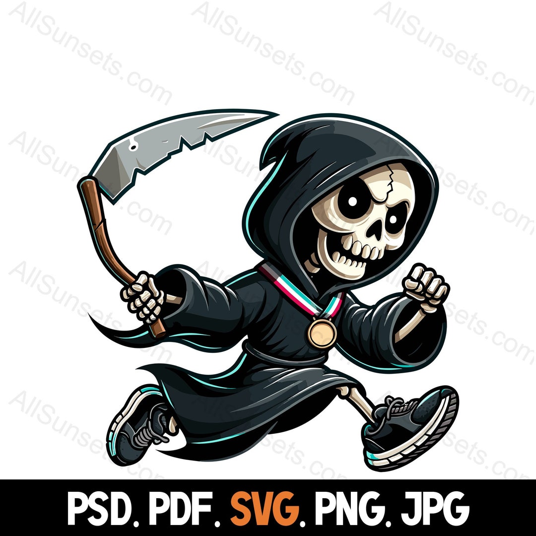 Grim Reaper Jogging Svg Png Pdf Psd Jpg File Types Halloween Runner 5k ...
