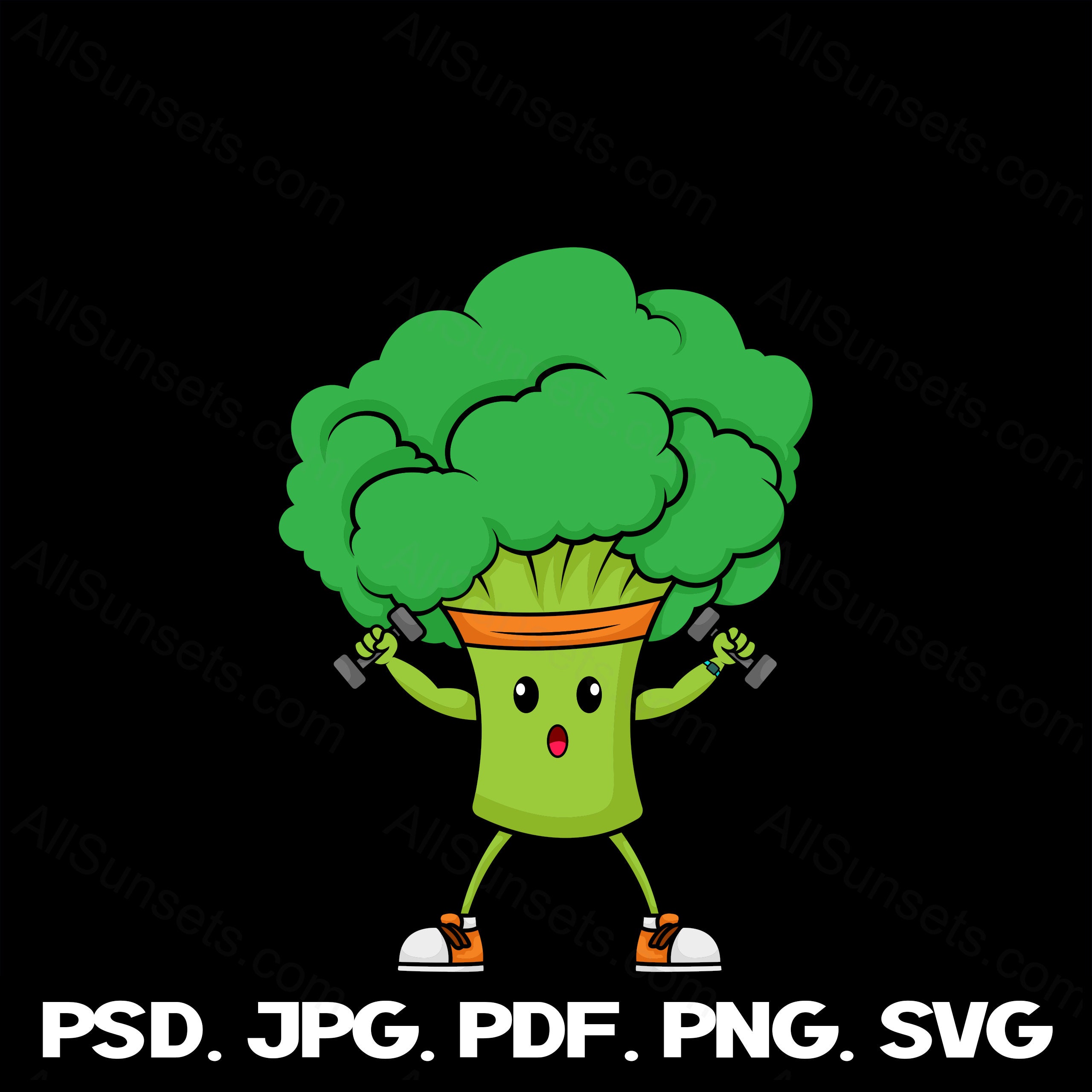 Broccoli Exercise Fitness Svg Png Pdf Psd Jpg File Types - Etsy