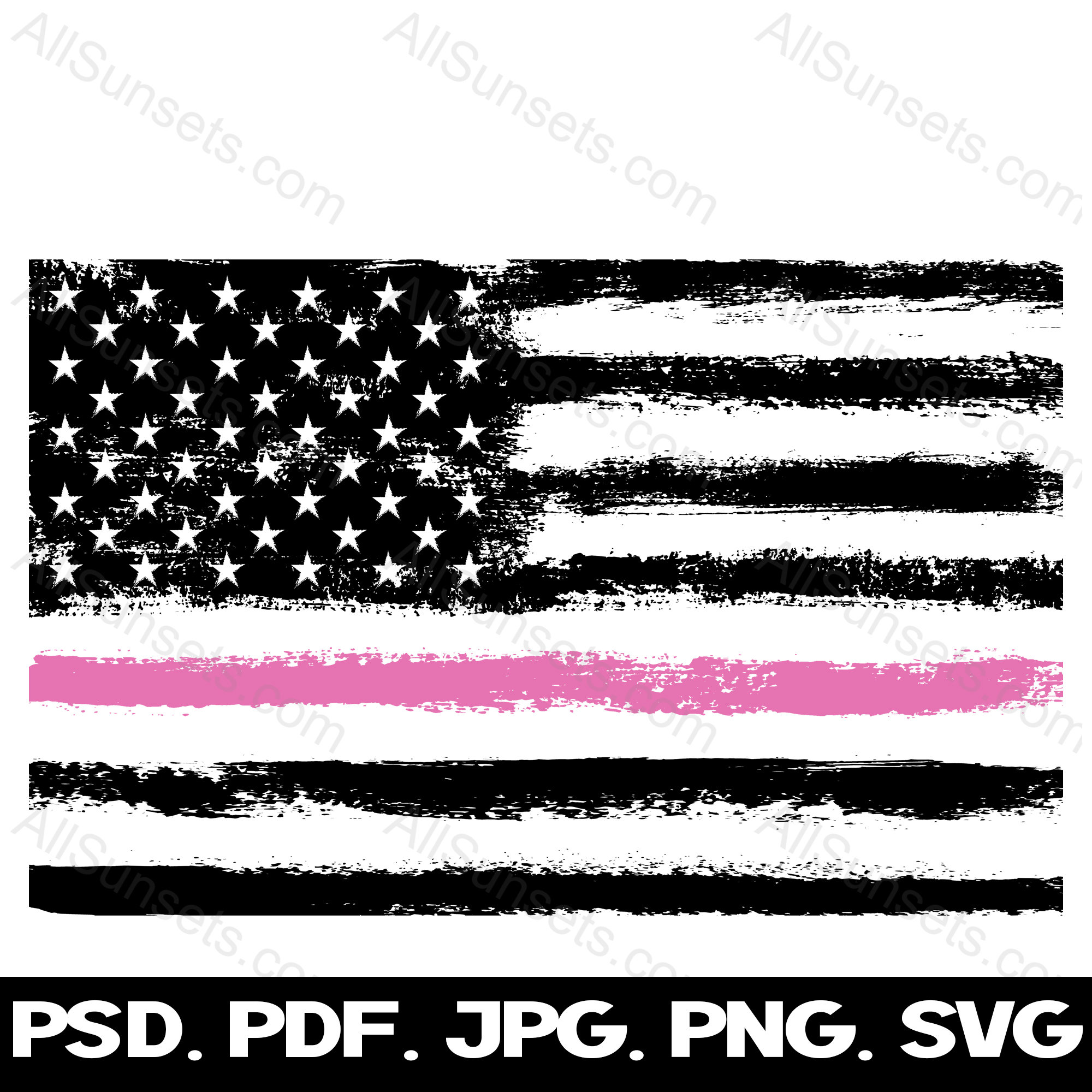 Pink Line American Flag Svg Png Jpg Pdf Psd File Types Breast - Etsy