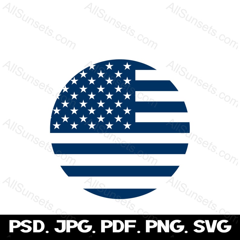 Blue Circle American Flag in SVG Pdf PNG Psd Jpg File Format 300 DPI ...