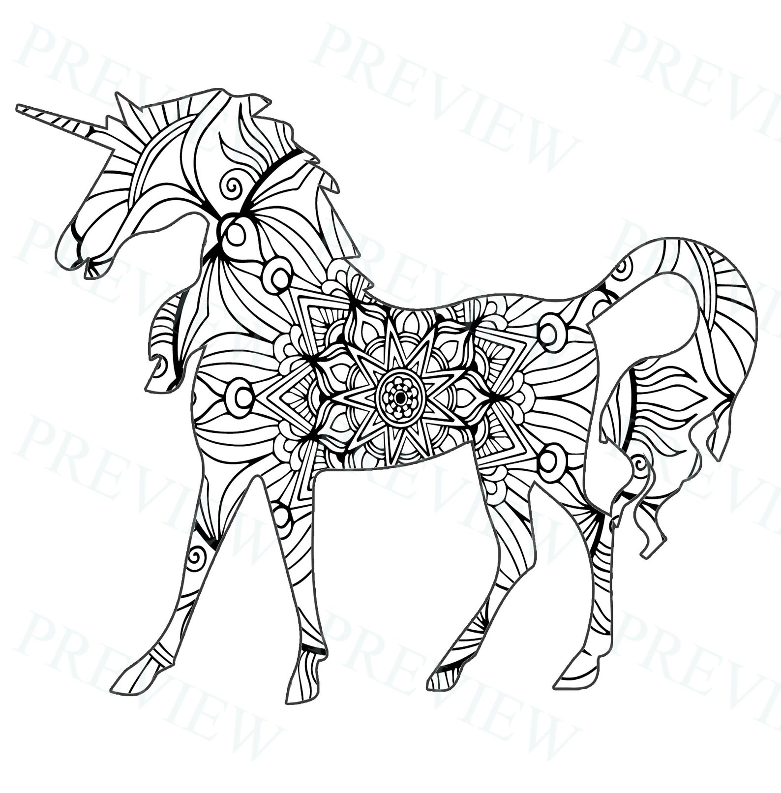 10 Mandala Unicorn Mandala Coloring Pages Commercial License - Etsy