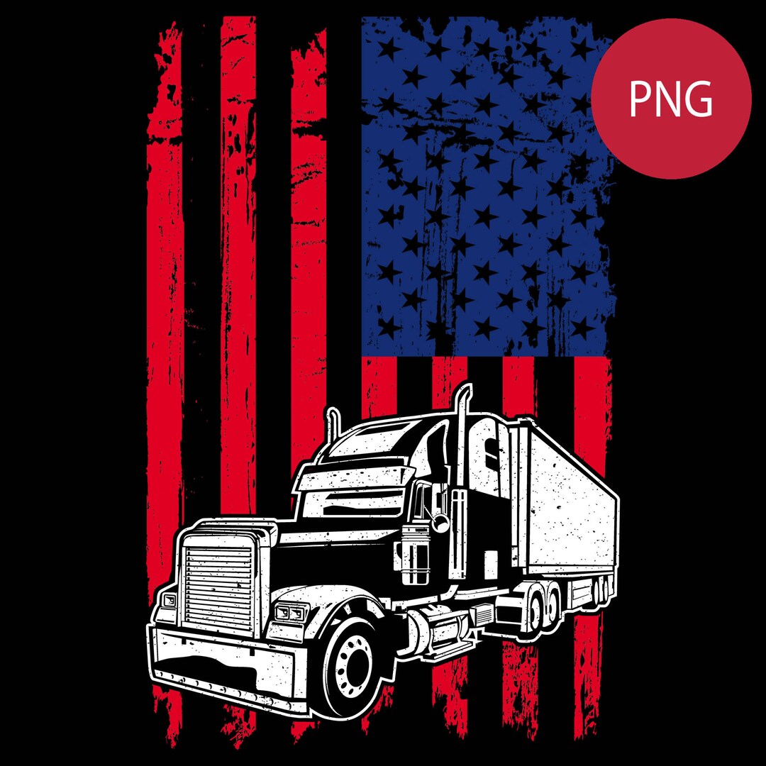 American Flag Trucker PNG Design Patriotic Truck Driver Background ...