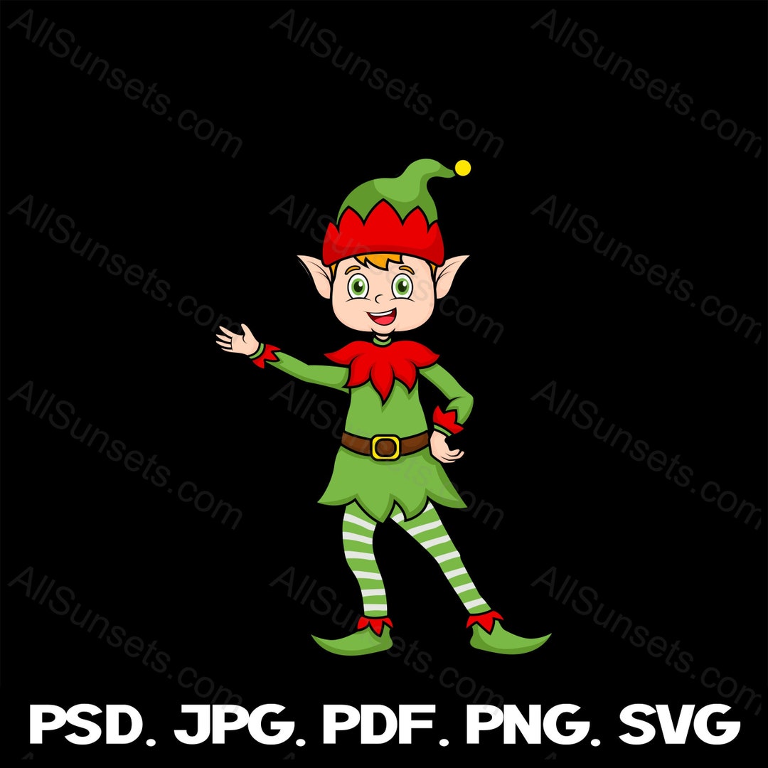 Elf Svg Png Jpg Pdf Psd File Types Vintage Christmas Hat Santa Helper ...