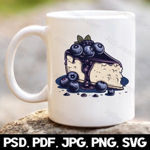 Blueberry Cheesecake Svg Png Psd Jpg Pdf File Types Slice of Pie Full ...
