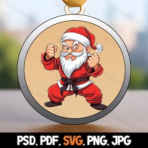 Santa Claus Martial Arts Christmas Clipart Svg Png Pdf Psd Jpg File ...