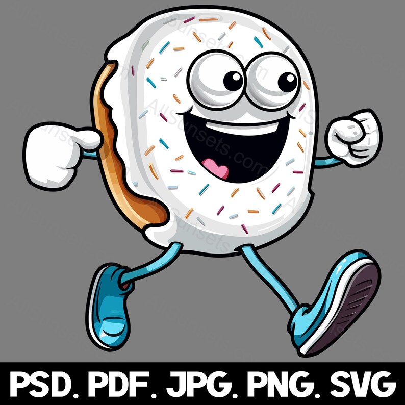 Frosted Donut Jogging Svg Png Pdf Psd Jpg File Types Exercise Doughnut ...