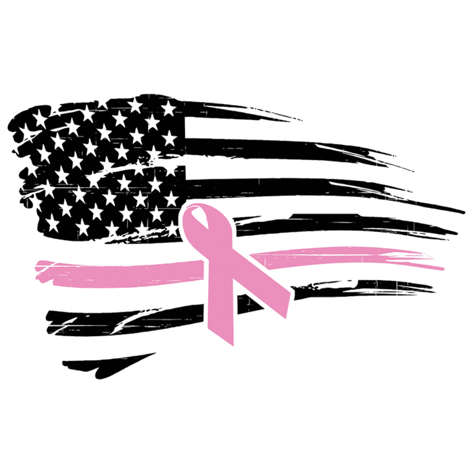 Pink Awareness Ribbon Torn Distressed American Flag Breast Cancer Cause ...