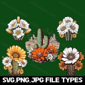 Arizona State Flower Pretty Saguaro Cactus Blossom Graphics Bundle ...