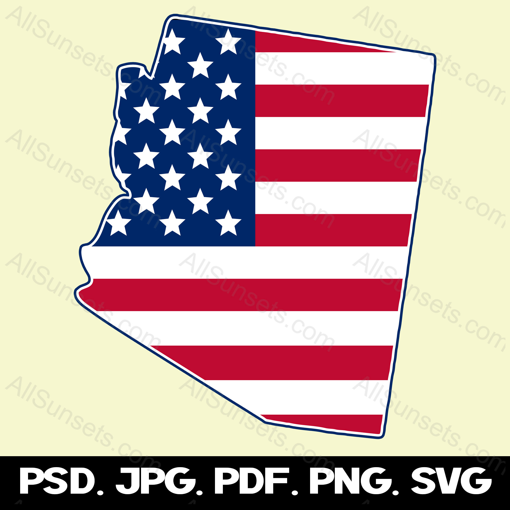 Arizona State Shape American Flag Svg Png Jpg Pdf Psd File - Etsy Hong Kong