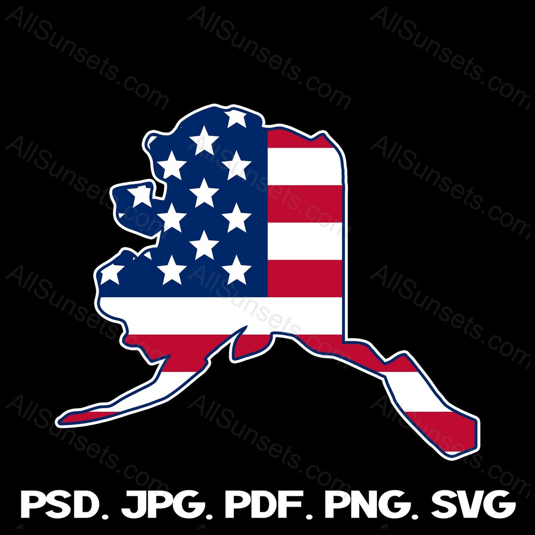 Alaska State Shape American Flag Svg Png Jpg Pdf Psd File - Etsy