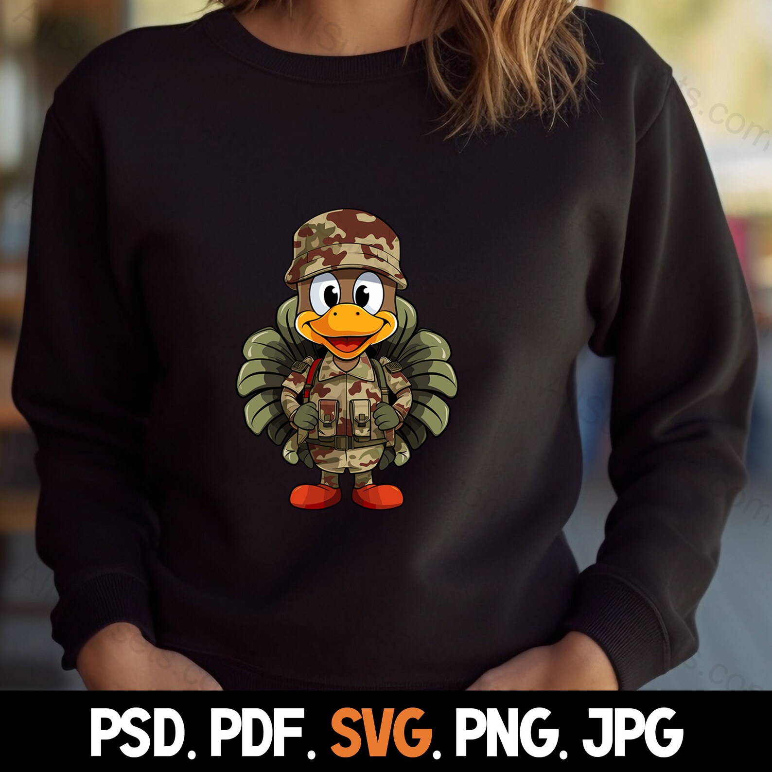 Turkey Wearing Camouflage Thanksgiving Clipart Svg Png Pdf Psd Jpg File ...