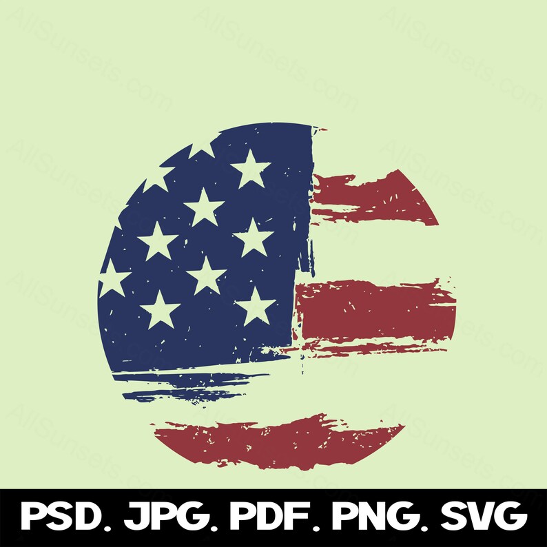 American Flag Round Svg Png Psd Pdf Jpg File Types Grunge - Etsy