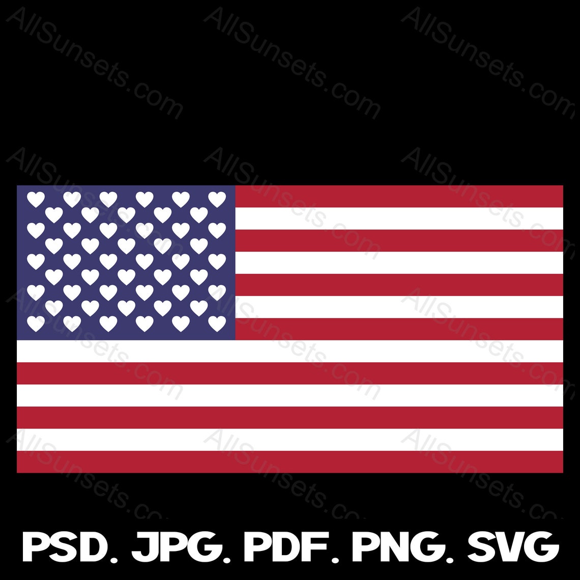 American Flag Heart Union Svg Png Jpg Psd Pdf Clipart USA Flag - Etsy