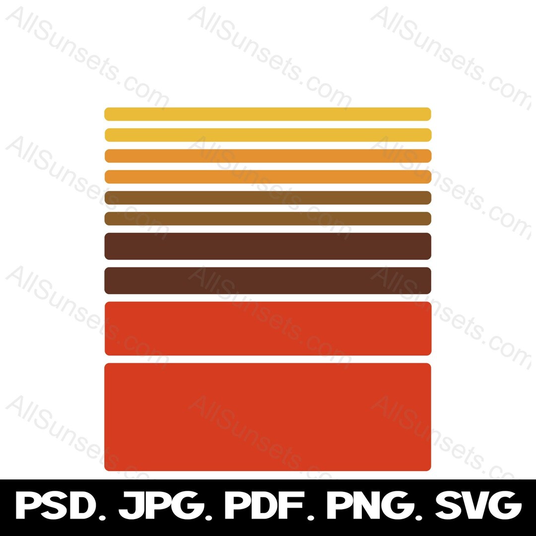 Retro Vintage Sunset Horizontal Stripes Svg Png Psd Pdf Jpg File Types ...