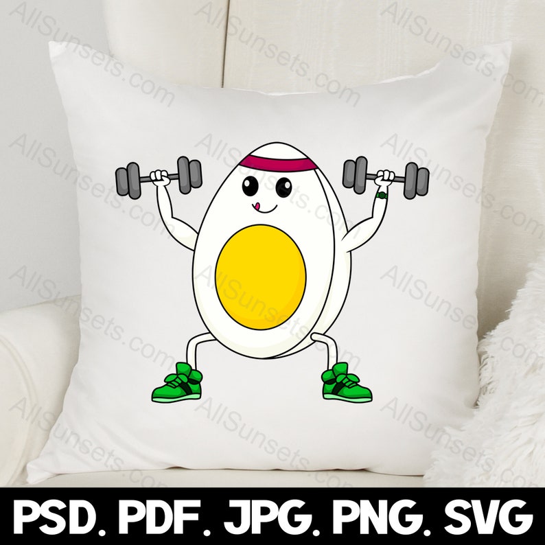 Egg Character Weight Lifting Svg Png Pdf Psd Jpg File Types Exercise ...