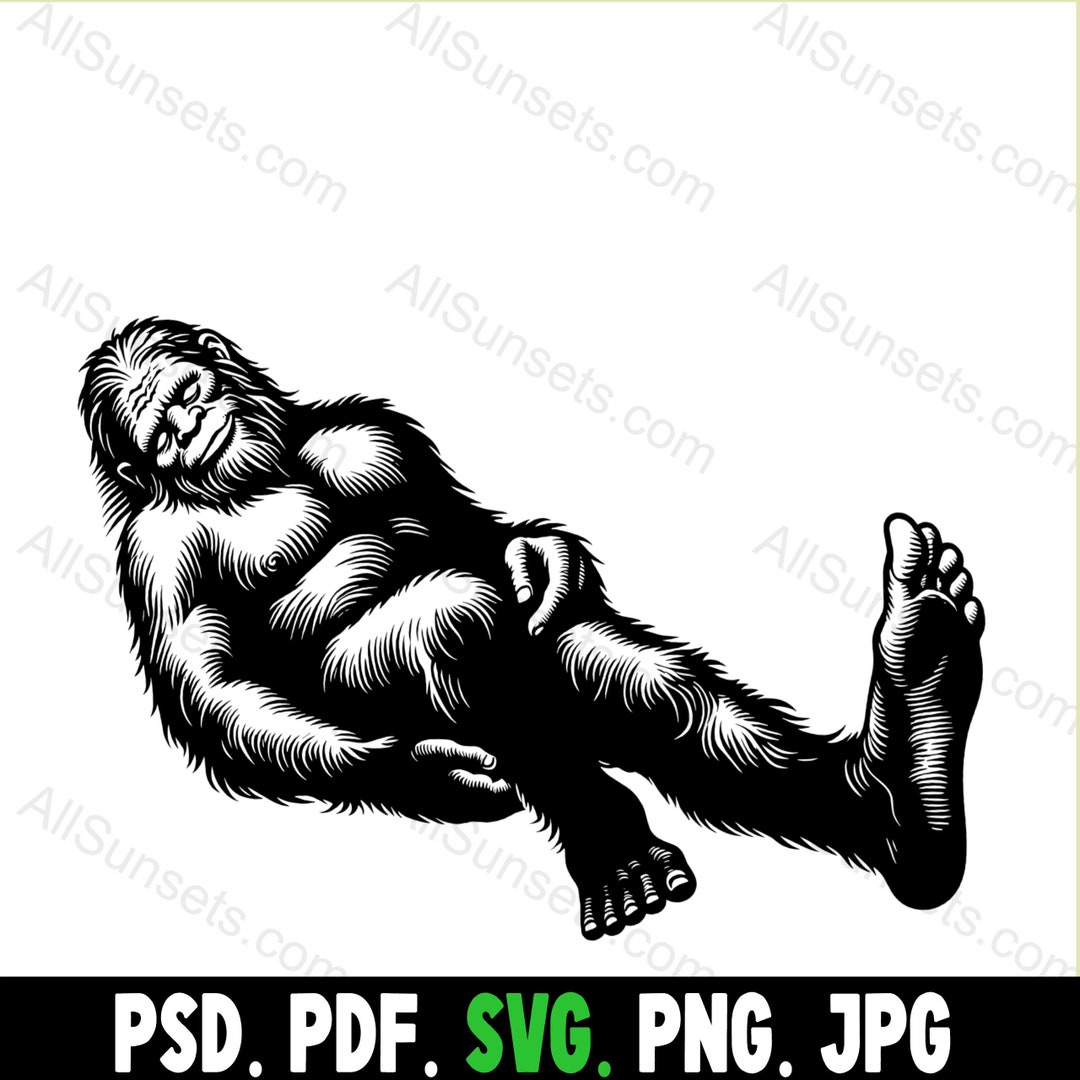 Bigfoot Sleeping Silhouette Svg Png Jpg Psd Pdf File Types Yeti ...