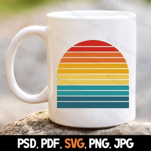 Retro Vintage Sunset PNG PSD SVG Pdf Jpg Files Clipart Sun 6 Color ...