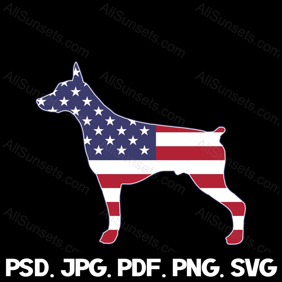 Doberman Dog Shaped American Flag Svg Png Jpg Psd Pdf File Types ...